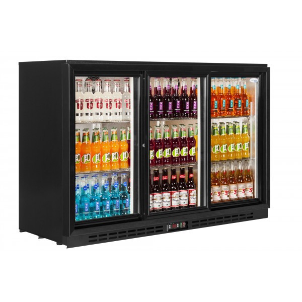 Interlevin PD30S Triple Sliding Black Door Bottle Cooler | Peachman